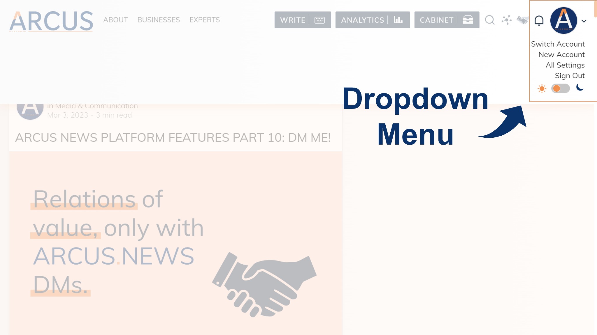 ARCUS NEWS PLATFORM FEATURES PART 11: DROPDOWN MENU