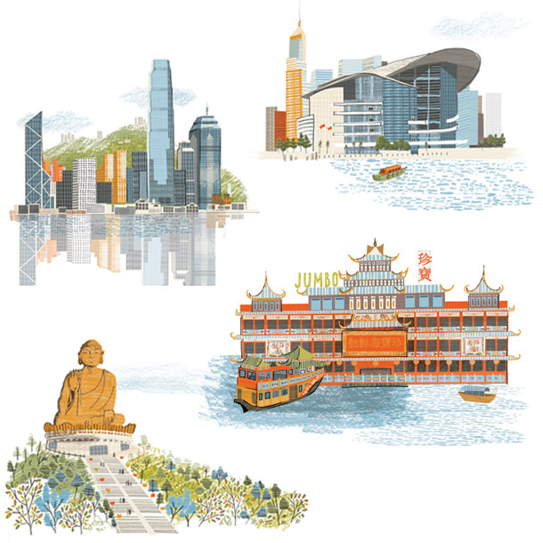 Hong Kong: A Three-dimensional Expanding City Skyline - Arena Illustration