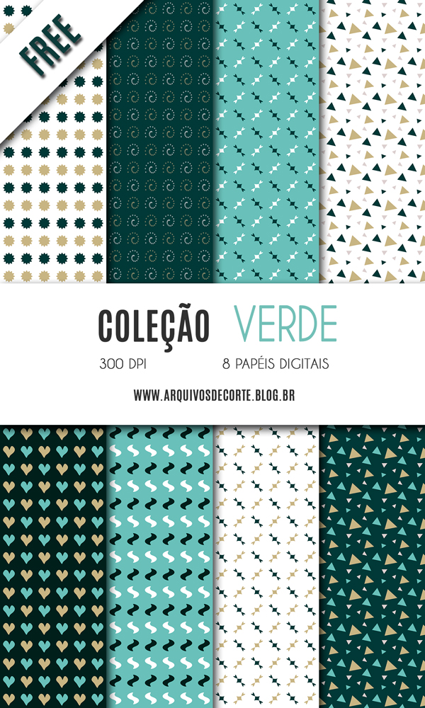 [GRÁTIS] Kit De Papel Digital Verde - 8 Papéis Digitais