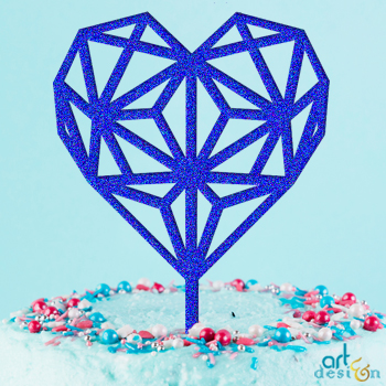 Geometric Heart Cake Topper | ArtandDesigns.in