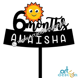 Sunshine Theme 6 Months Cake Topper | ArtandDesigns.in
