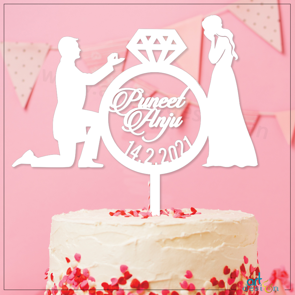 Double Ring Cake Topper Gold Engagement Ring Cake Topper – NORA