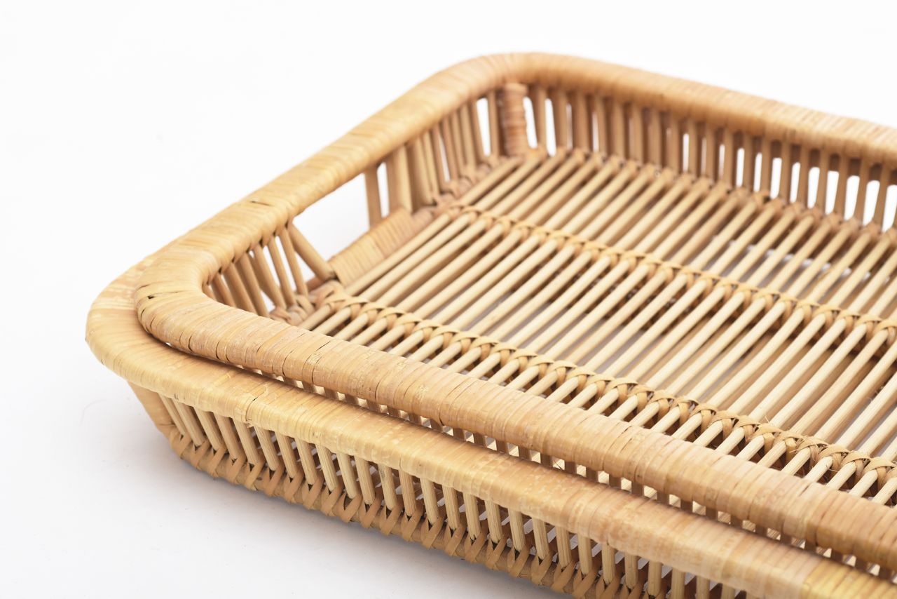 Stackable Pair of Artek’s Rattan Trays - Artek