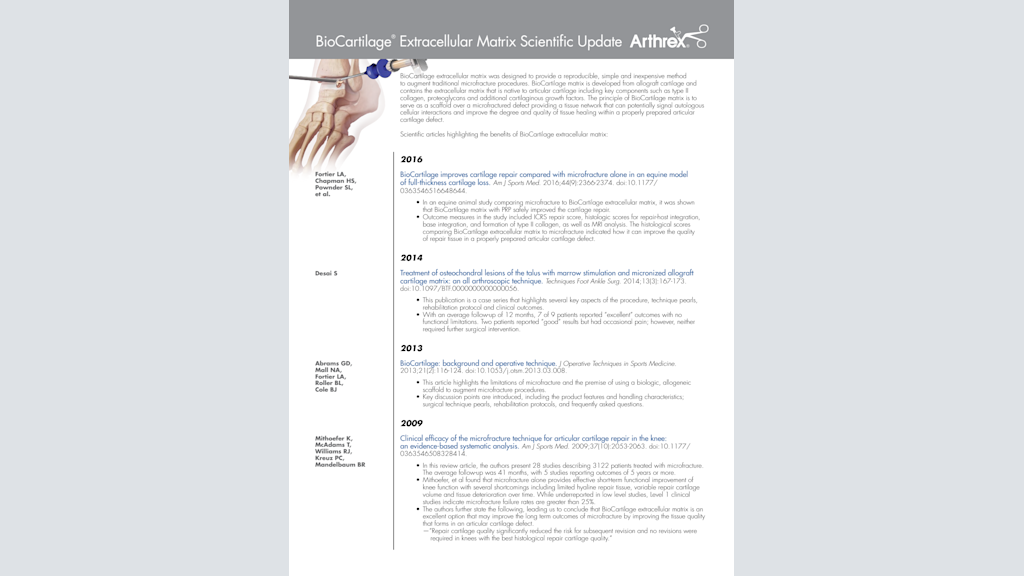Arthrex - Extrazelluläre Matrix BioCartilage®