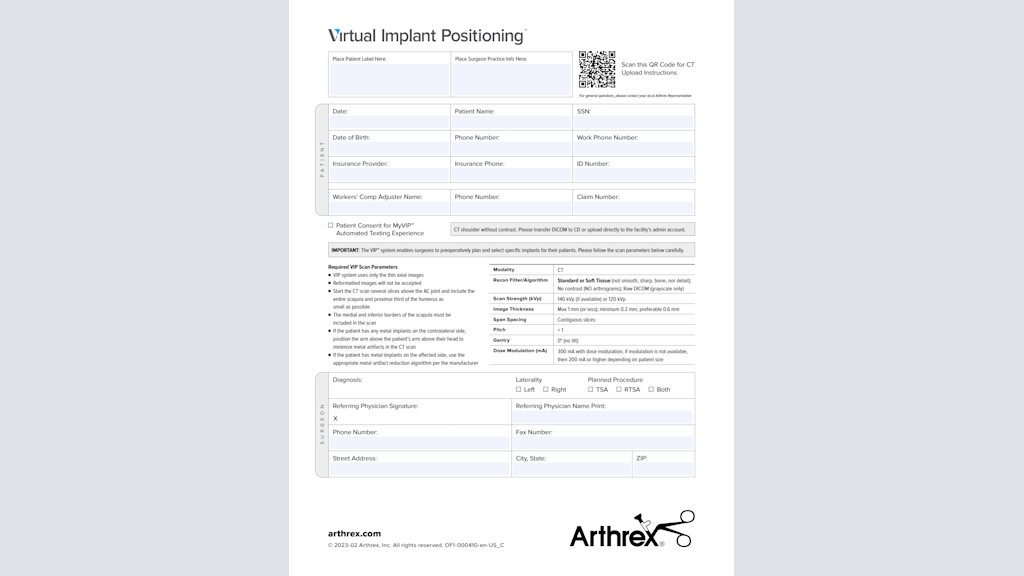 Arthrex - Virtual Implant Positioning™ -System (VIP™)