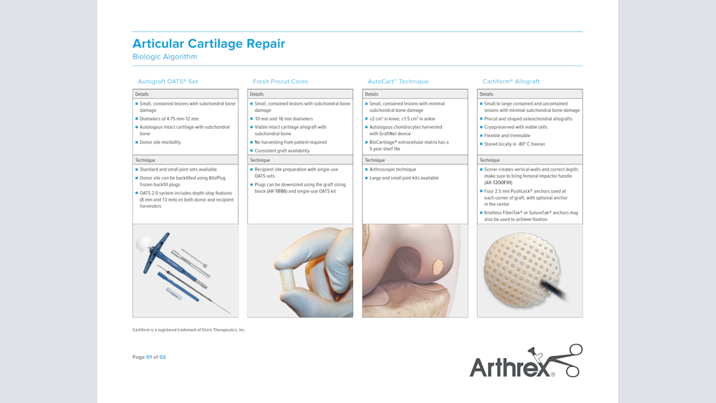 Arthrex - Fresh Osteochondral Allografts