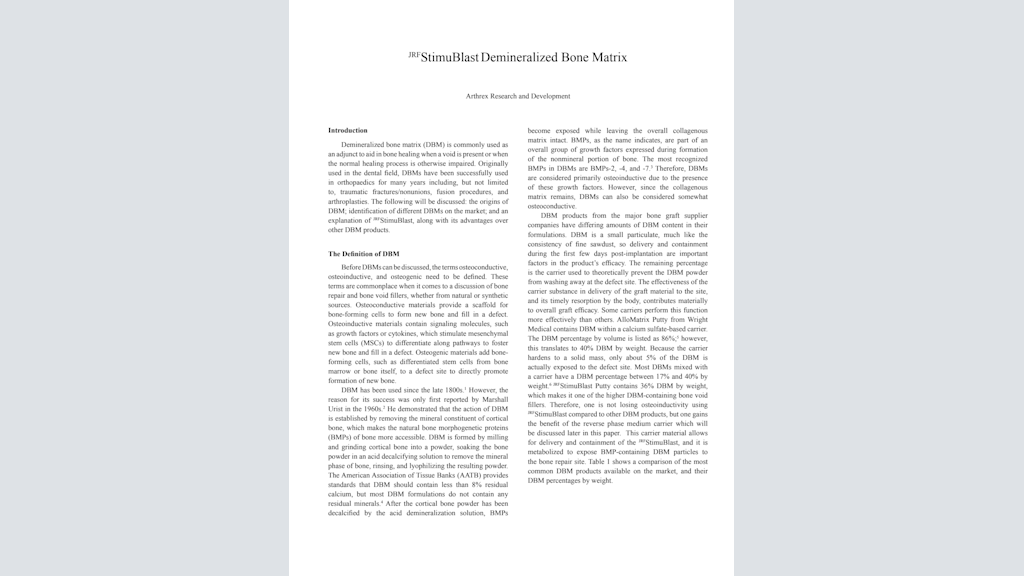 Arthrex - StimuBlast™, Demineralized Bone Matrix