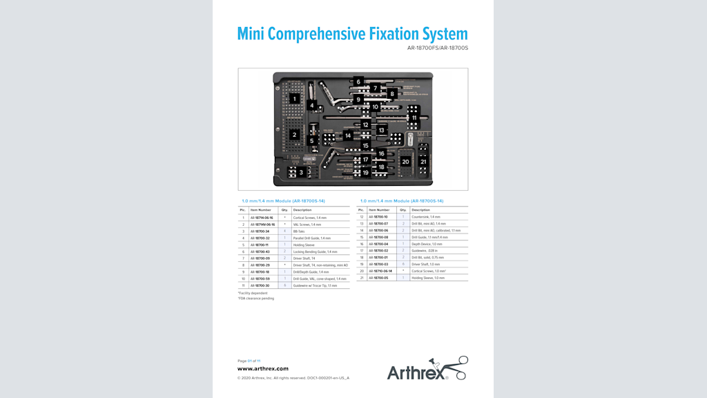 Arthrex - Mini Comprehensive Fixation System