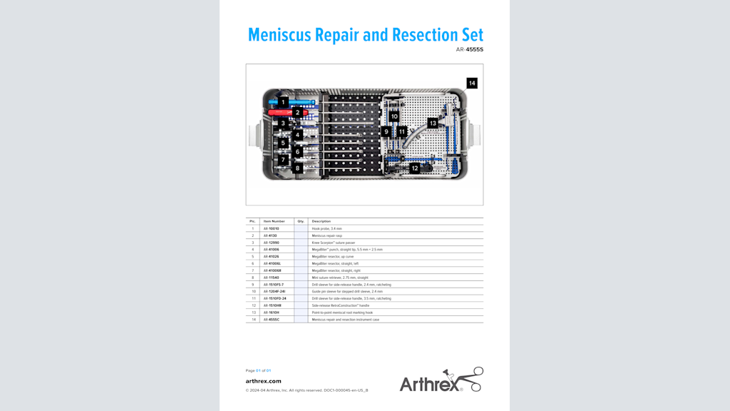 Arthrex - Meniscal Repair and Resection Instrument Set