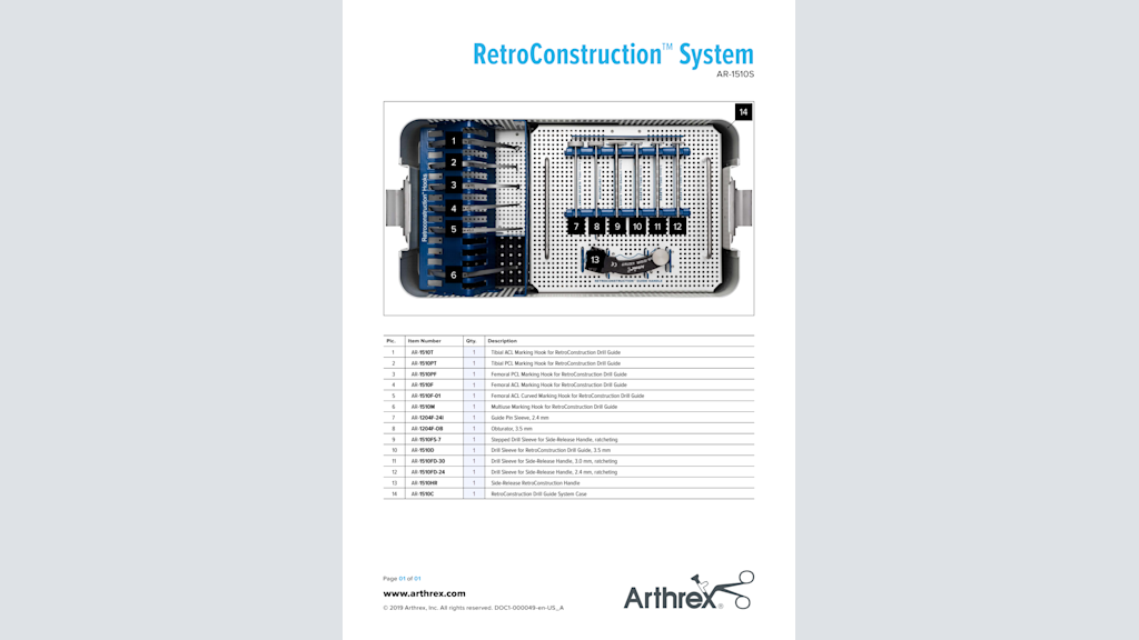 Arthrex - RetroConstruction™ Drill Guide System Instrument Set