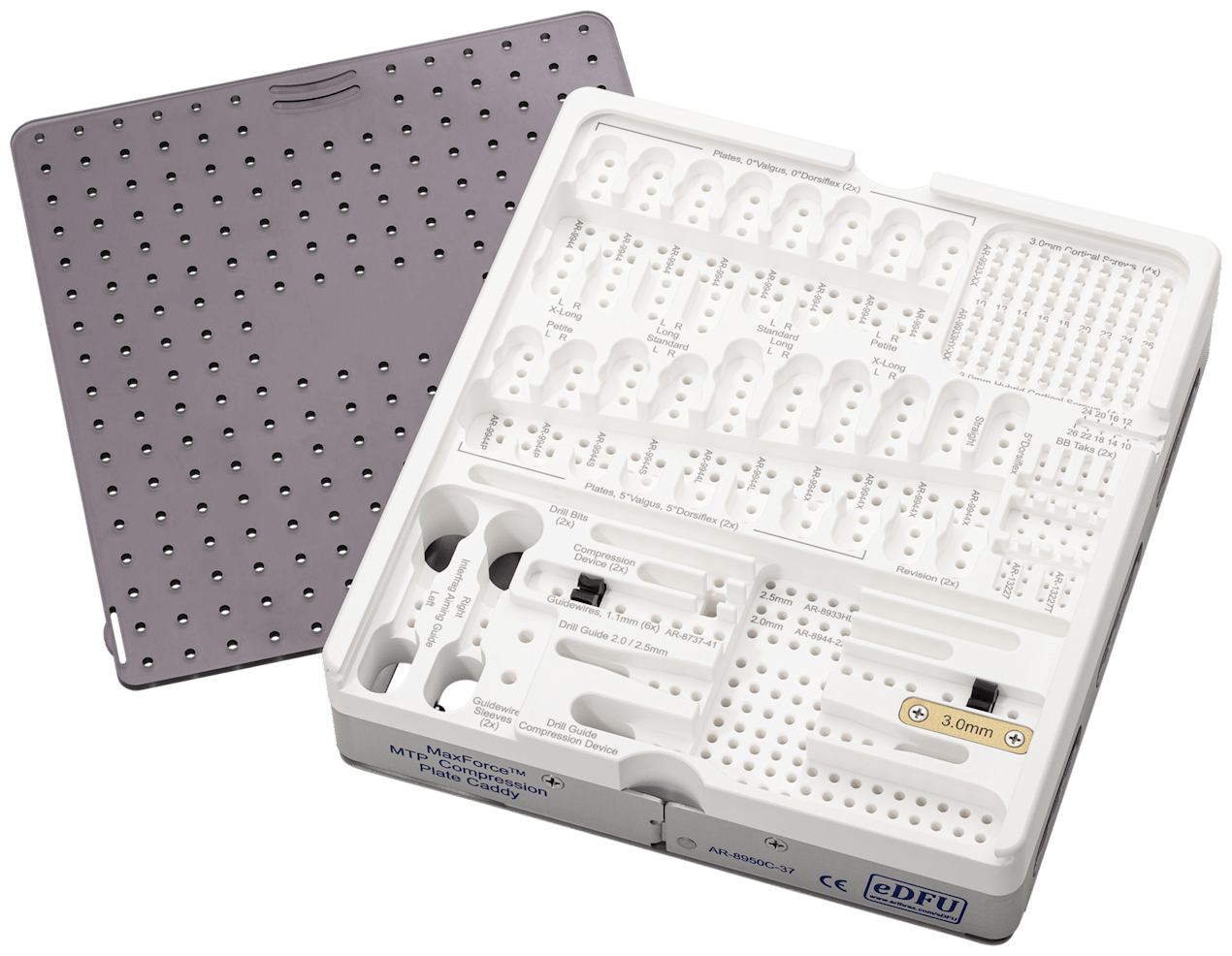 Arthrex - MaxForce MTP Compression Plate Caddy with Lid - AR-8950C-37