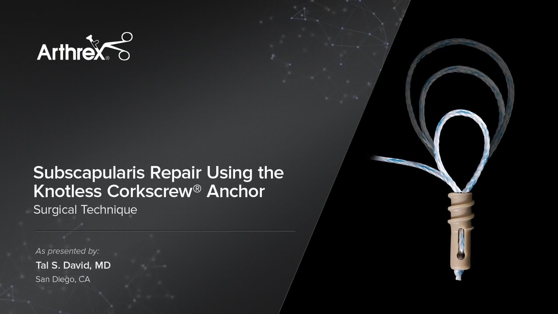 Arthrex - Subscapularis Repair Using the Knotless Corkscrew® Anchor