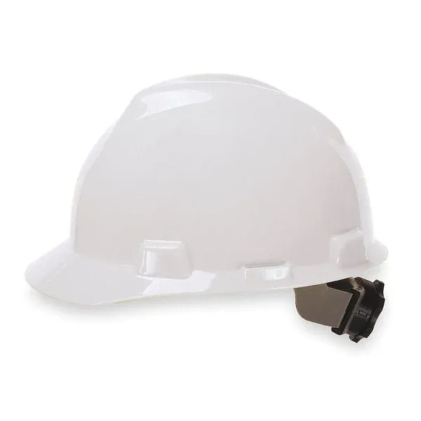 MSA V GARD FULL BRIM HARD HAT WHITE TYPE FAS TRAC SUSPENSION Safety