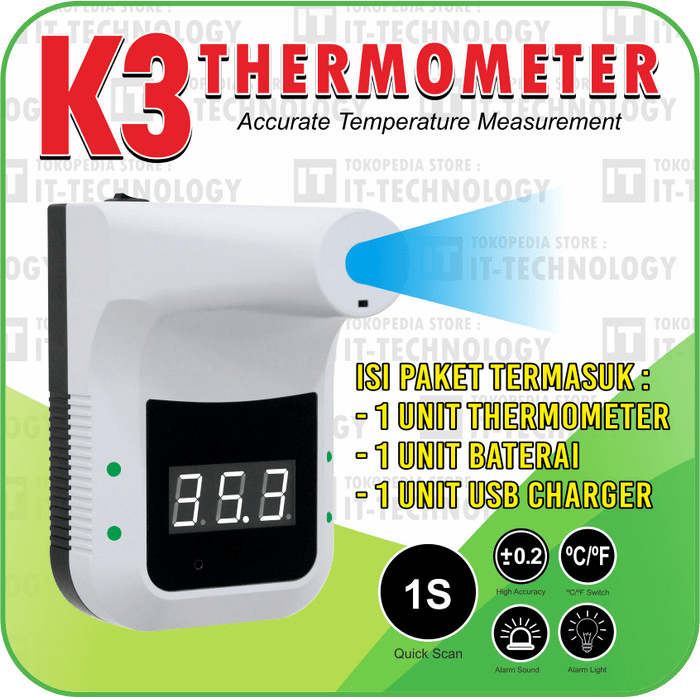 Jual Jual Termometer K3 Thermometer Infrared Non Contact Wall Mounting ...
