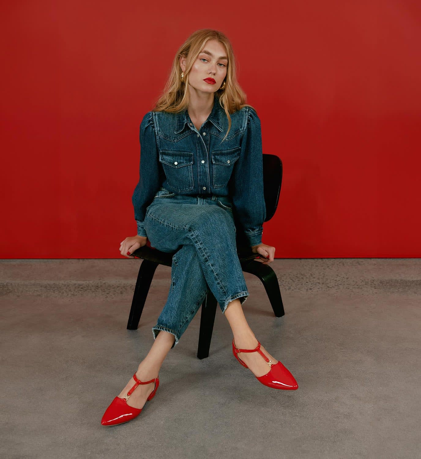 Avocet Lipstick Red Patent Leather & Hardware Flats | Bared Footwear