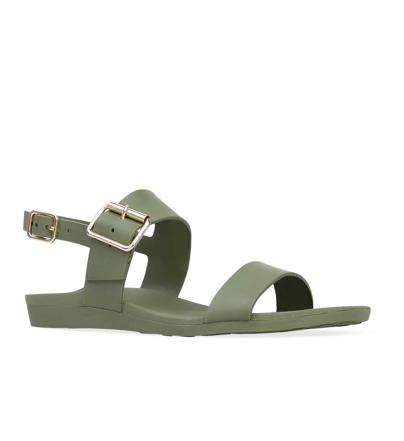 Sanderlings Olive Rubber Flat Sandals | Bared Footwear