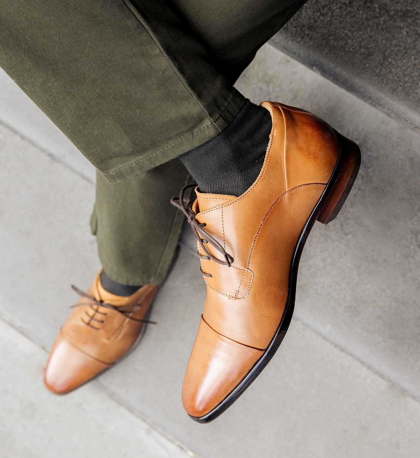 Osmium Tan Leather Lace Ups | Bared Footwear