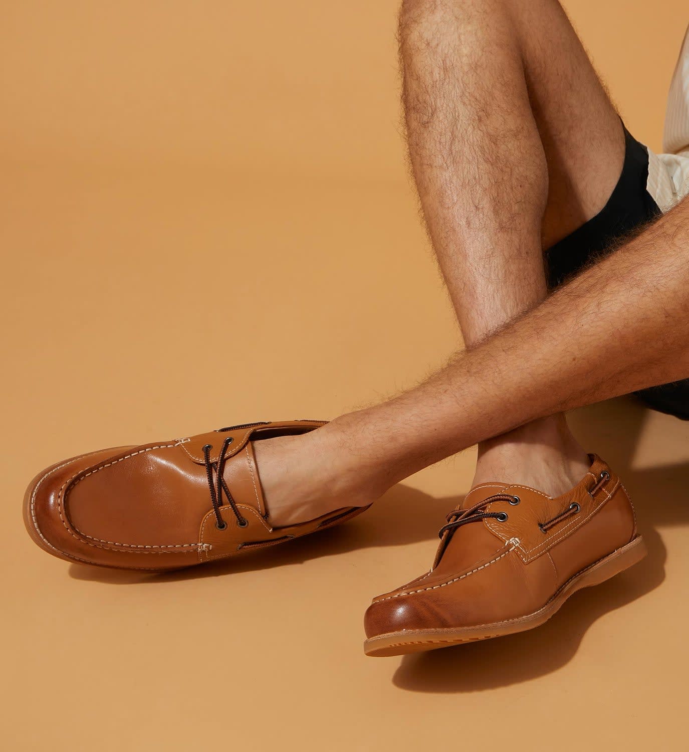 Polonium Tan Leather Boat Shoes | Bared Footwear