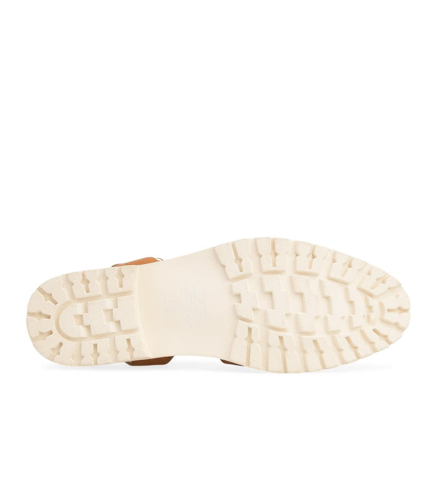 Bittern Tan Leather Flat Sandals | Bared Footwear