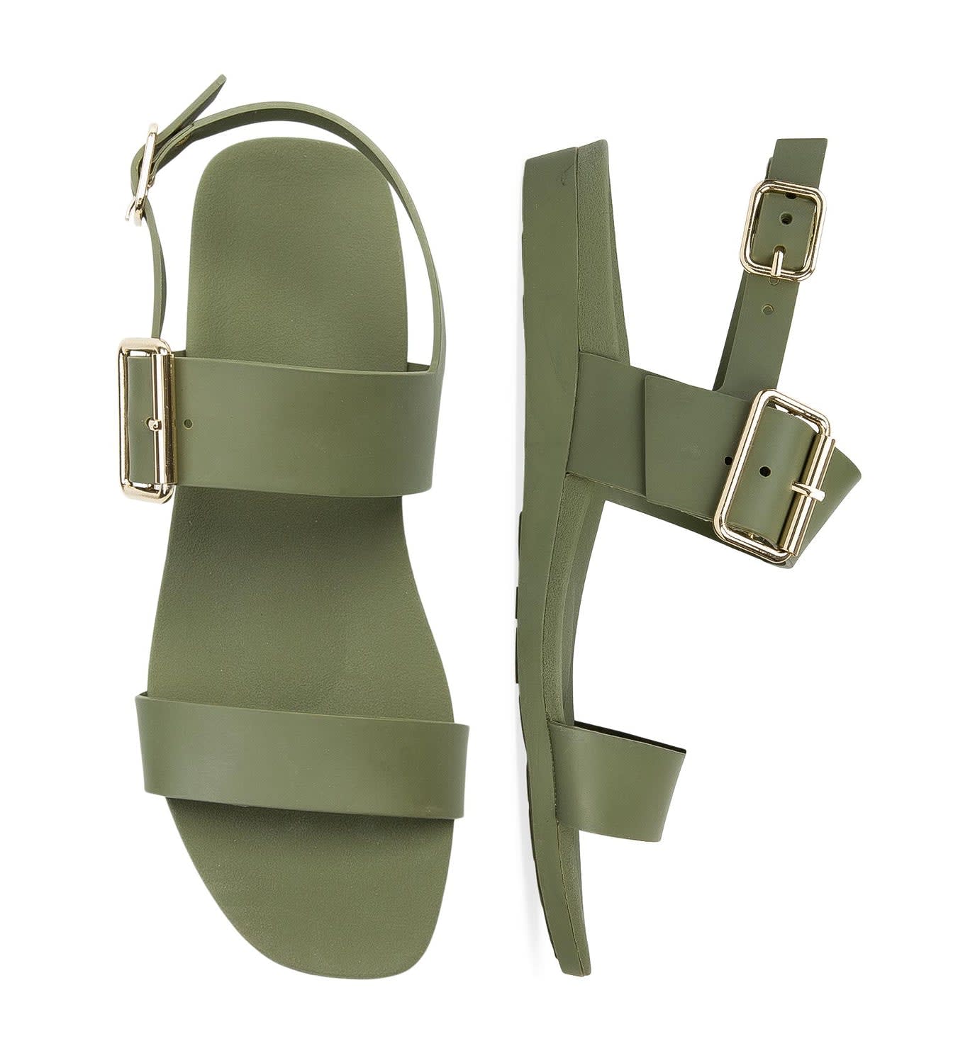 Sanderlings Olive Rubber Flat Sandals | Bared Footwear