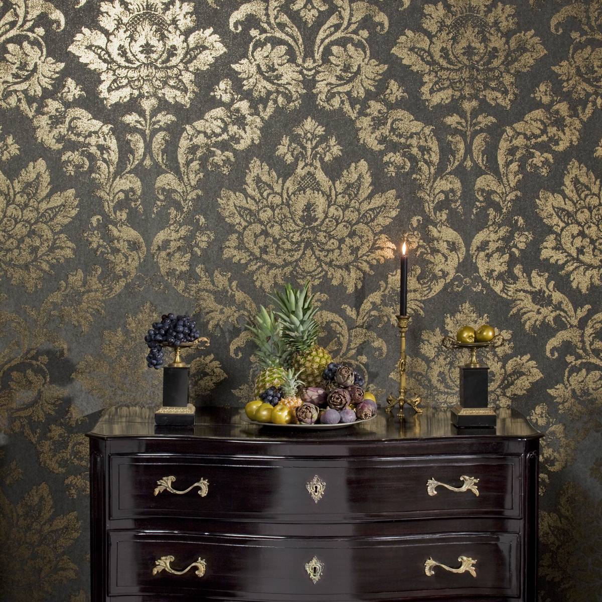 LARGE DAMASK IN FOIL PALAZZO - Baresque