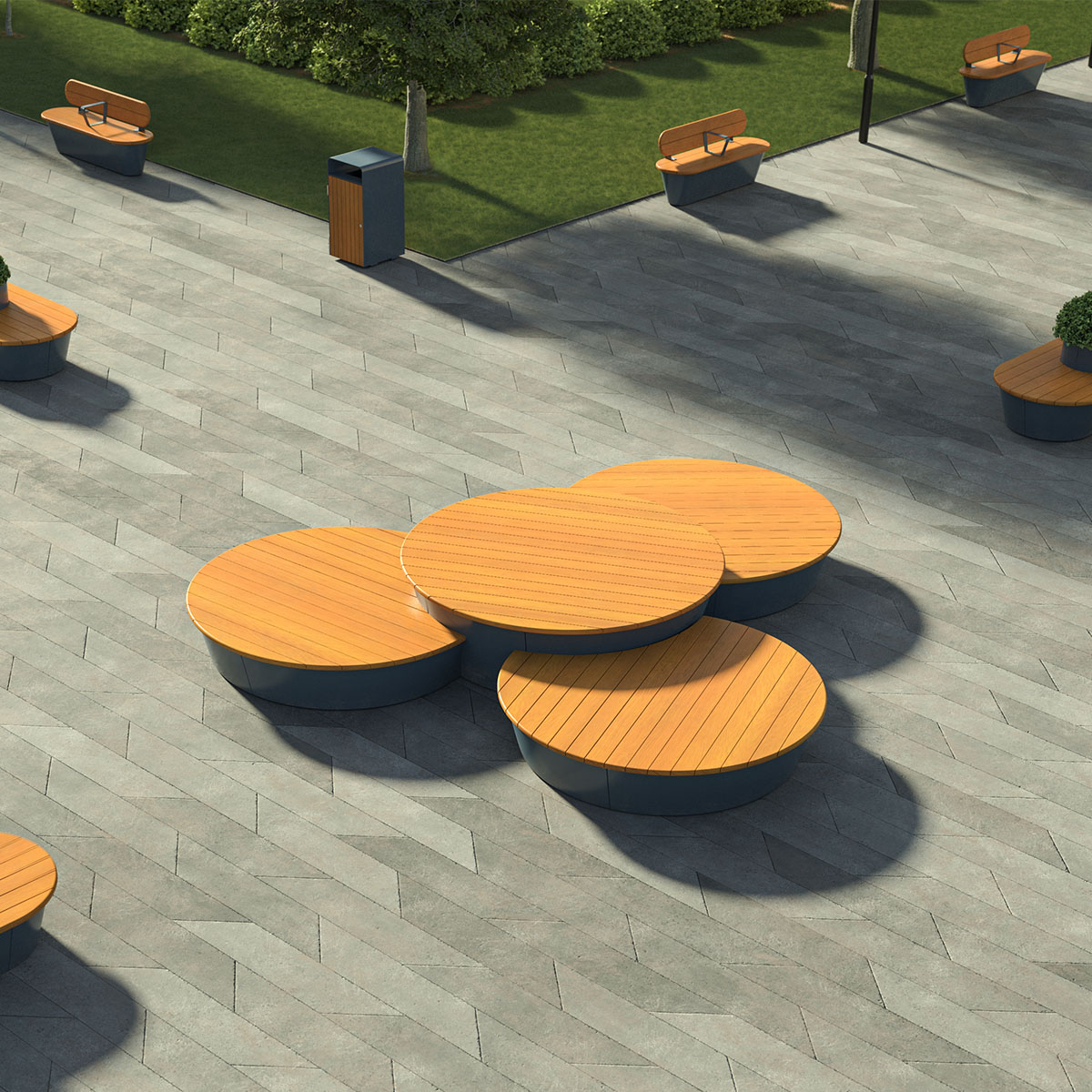 Connect Circle Interlock Large Low Bench - Commercial & Public Space ...