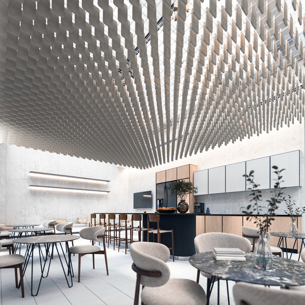 Mesh Baffles Offset - Zintra Acoustic Solutions