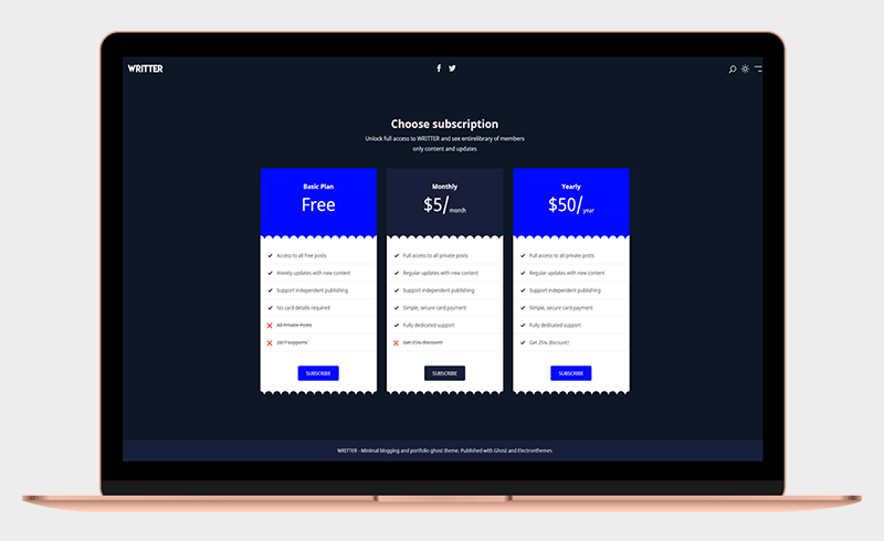 Writter - Minimal Membership & Subscription Ghost Theme | Electronthemes