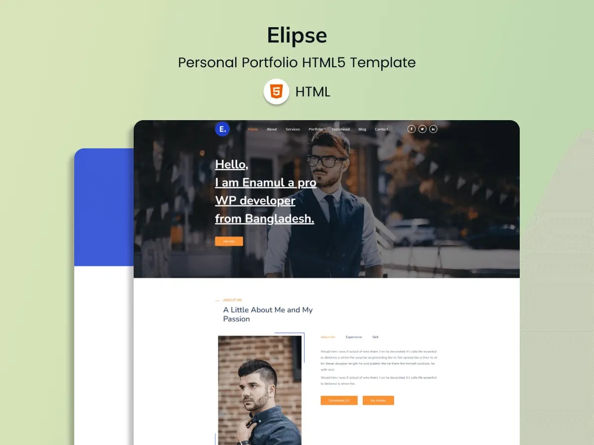 Elipse - Personal Portfolio Website HTML5 Template