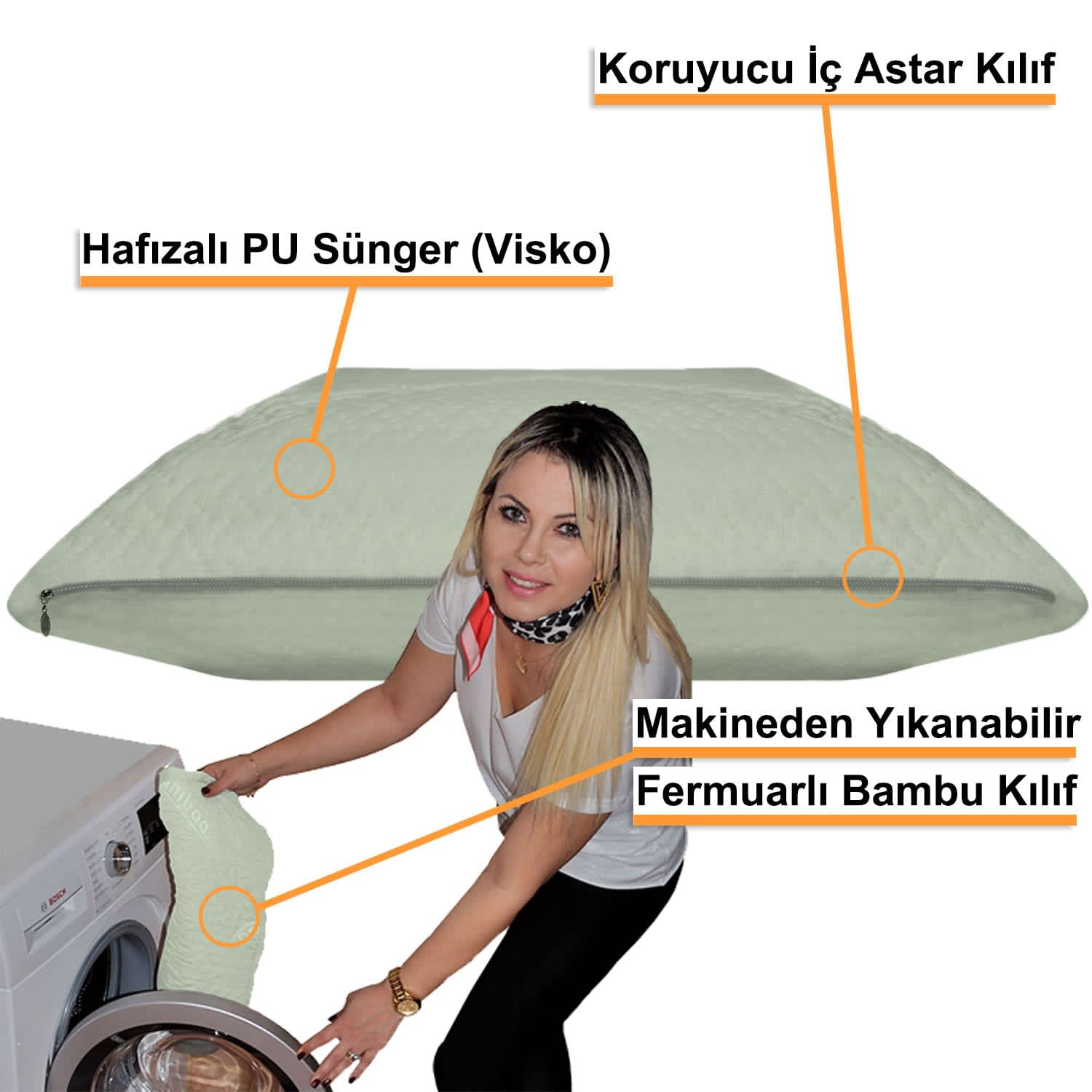 beddo™ Bambu Serisi | İnce Kenarlı | Yan Uyuma Boşluklu | Visko Yastık