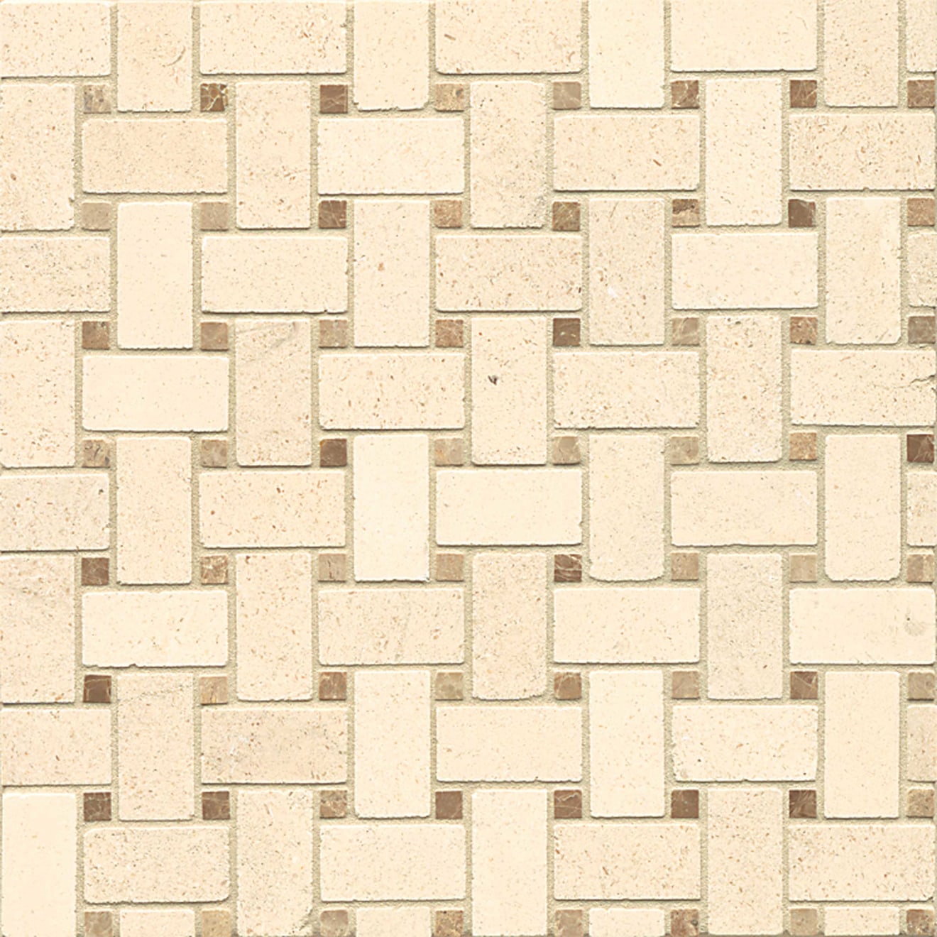 Mod Rocks 1" x 2" Basketweave Honed Limestone Mosaic in Linen with ...