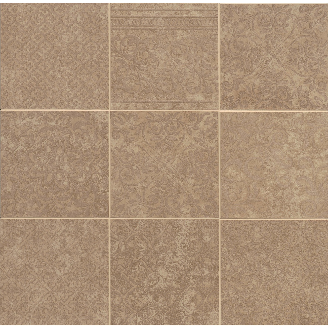 Siena 8" x 8" Porcelain Field Tile in Sand (8 Piece Pattern) | AlysEdwards