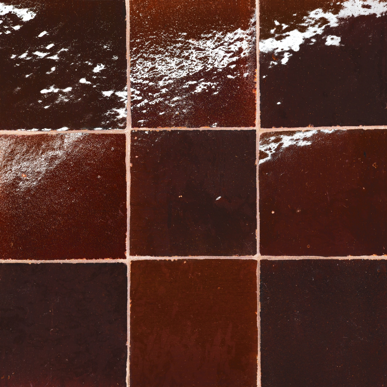 Zagora 4" x 4" Glossy Zellige Field Tile in Maroon | Bedrosians Tile ...