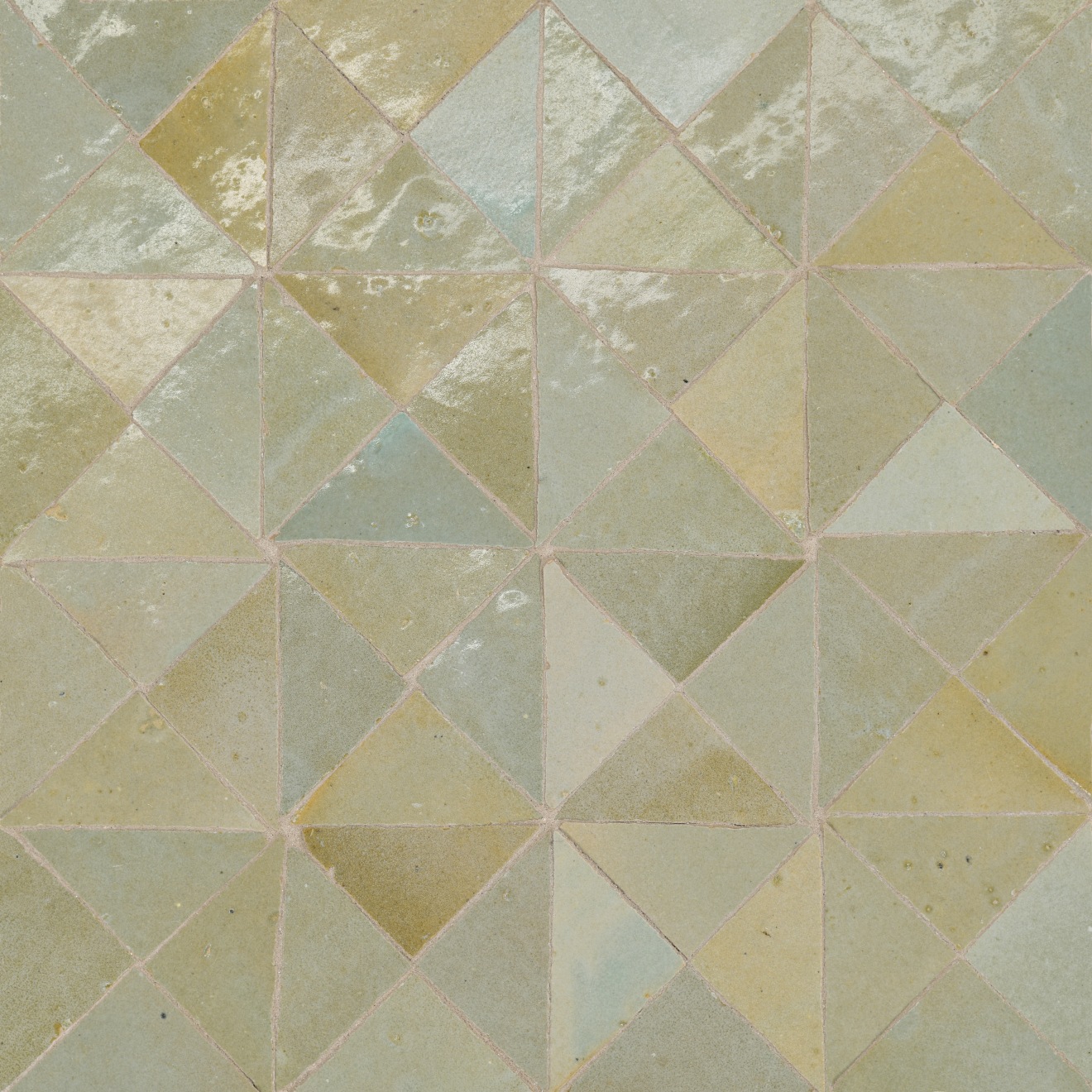 Zagora Triangle Glossy Zellige Mosaic Tile in Vert Gris | Bedrosians ...