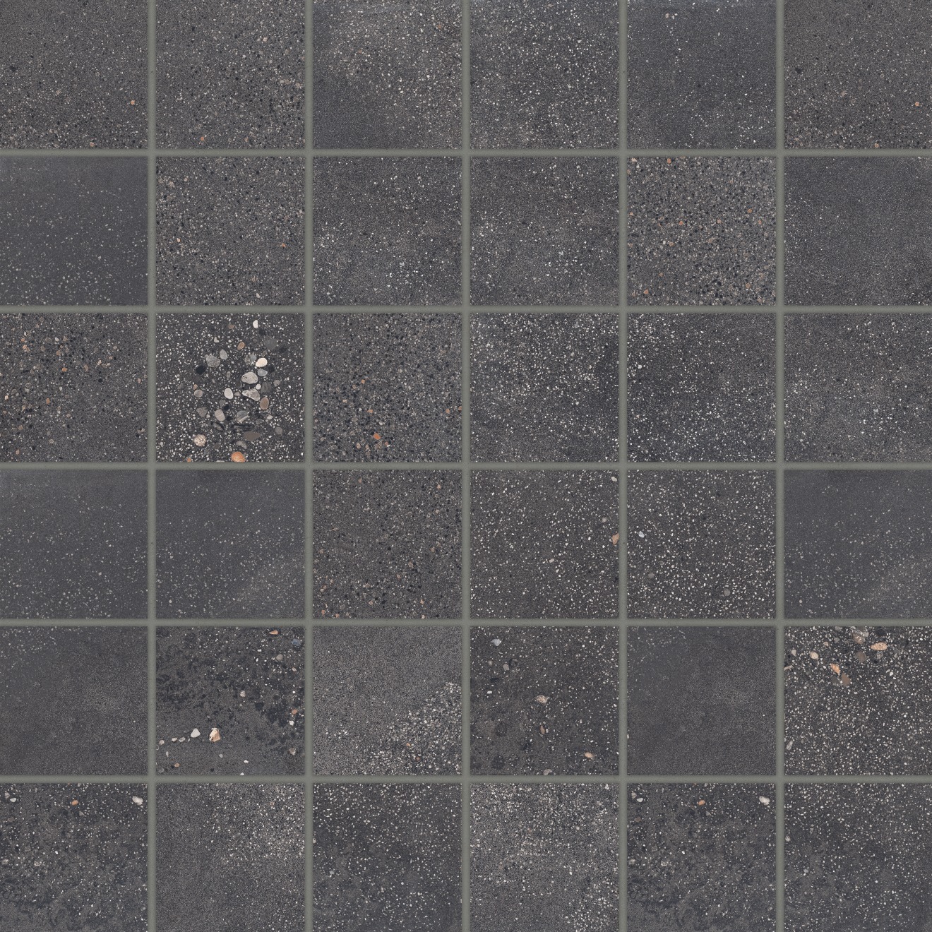Area 51 2" x 2" Square Matte Porcelain Mosaic in Black | Bedrosians ...