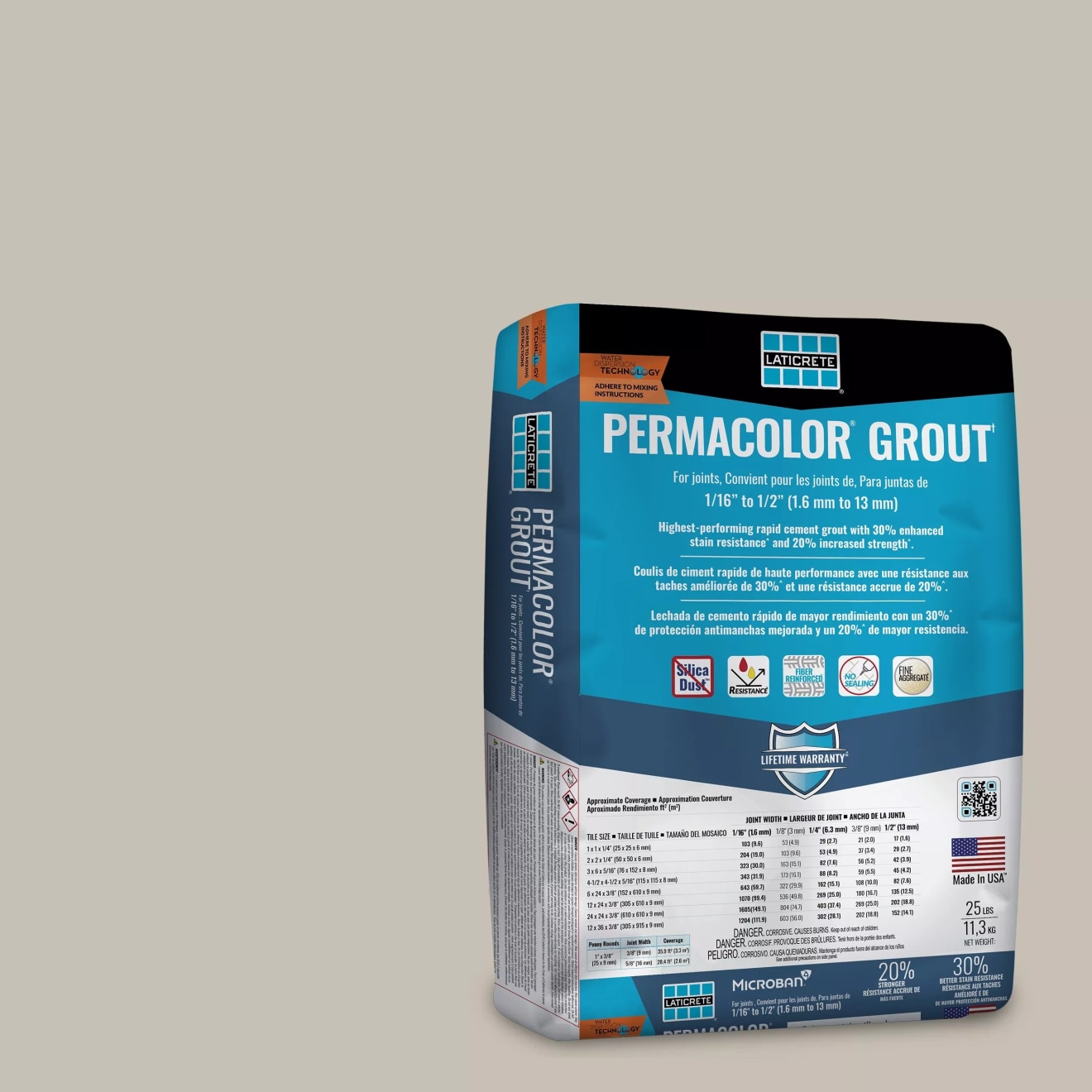 Laticrete Permacolor Sanded Grout in Light Pewter - 25 lb. Bag ...