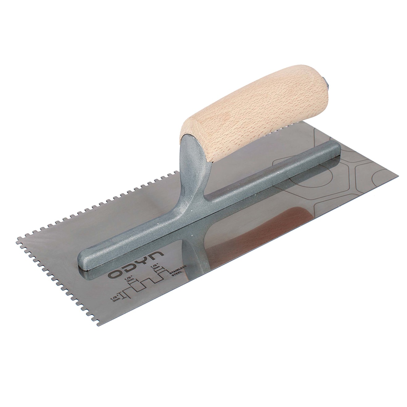 Odyn 11 in. x 1/8 in. x 1/8 in. Square-Notch Stainless Steel Trowel ...