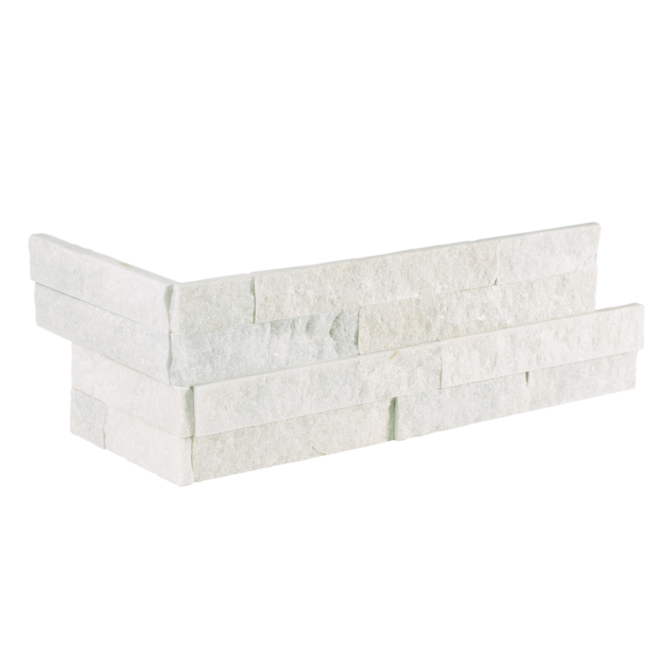 Glacier White 6" x 24" Split Face Ledger Corner | Bedrosians Tile & Stone