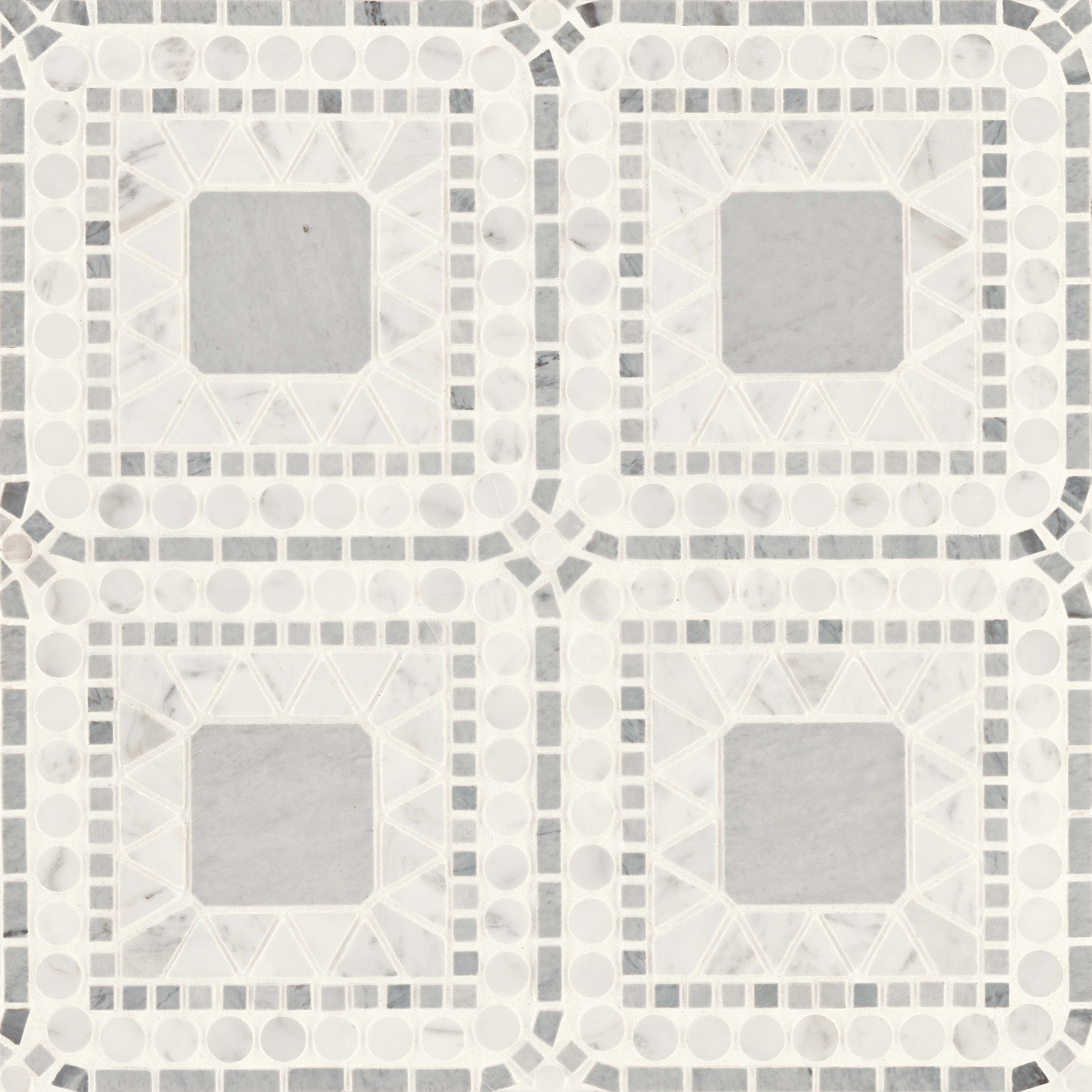 Atrium Honed Marble Blend Mosaic Tile in White Carrara & Bardiglio ...