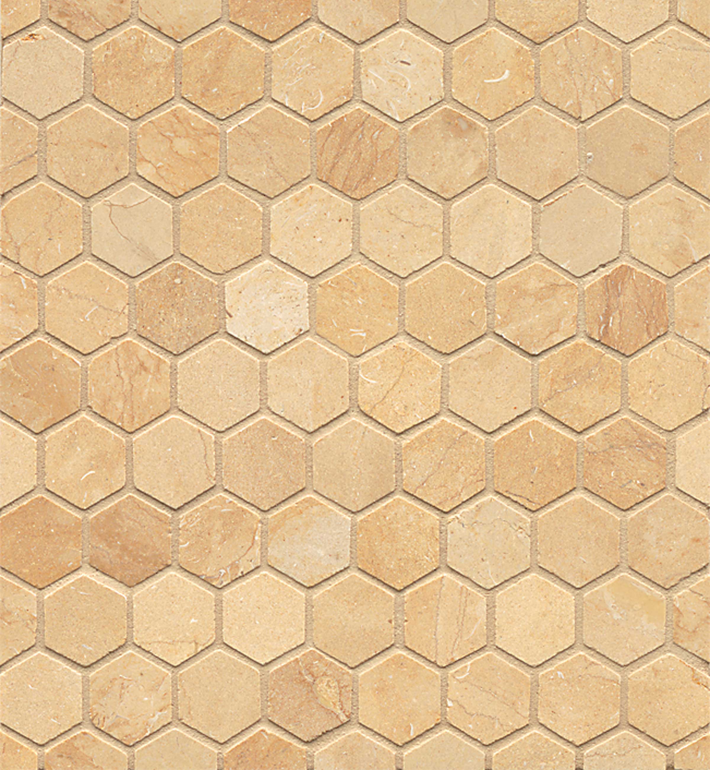 Mod Rocks 1" Hexagon Honed Limestone Mosaic in Brioche | AlysEdwards