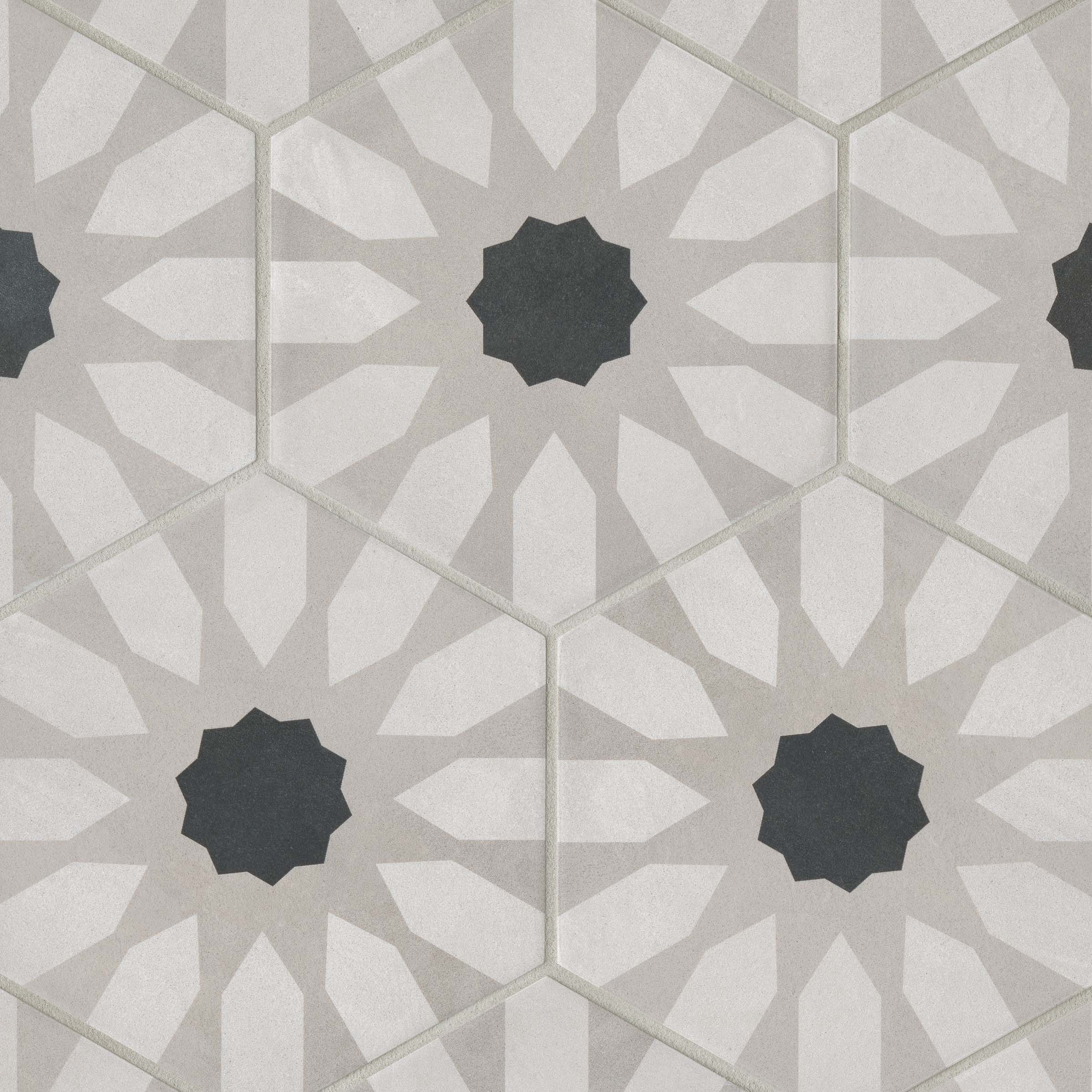 Allora 8.5" x 10" Matte Fiore Hexagon Deco Porcelain Tile | Bedrosians ...