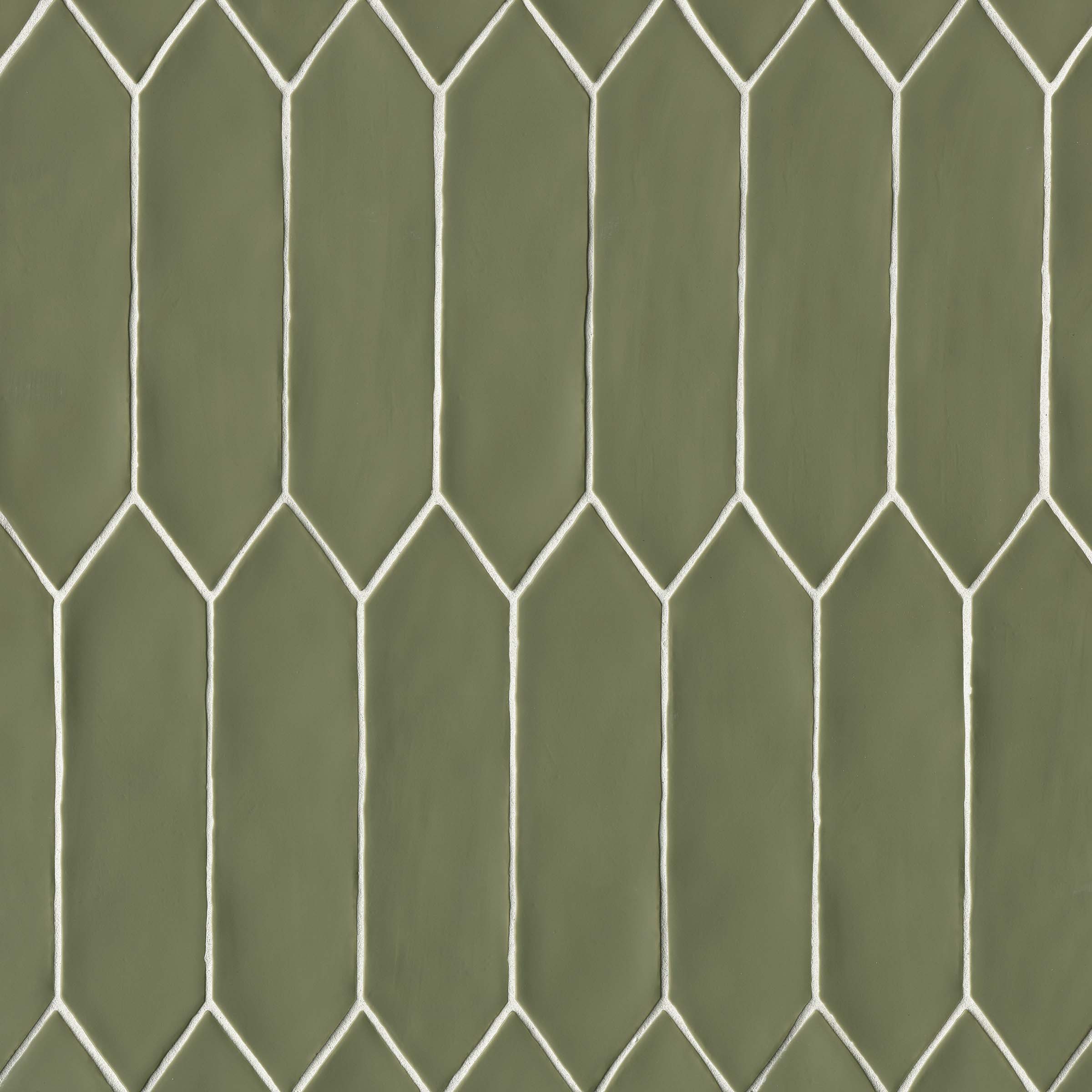 Reine 3" x 12" Picket Pattern Matte Ceramic Wall Tile in Castle Moss ...