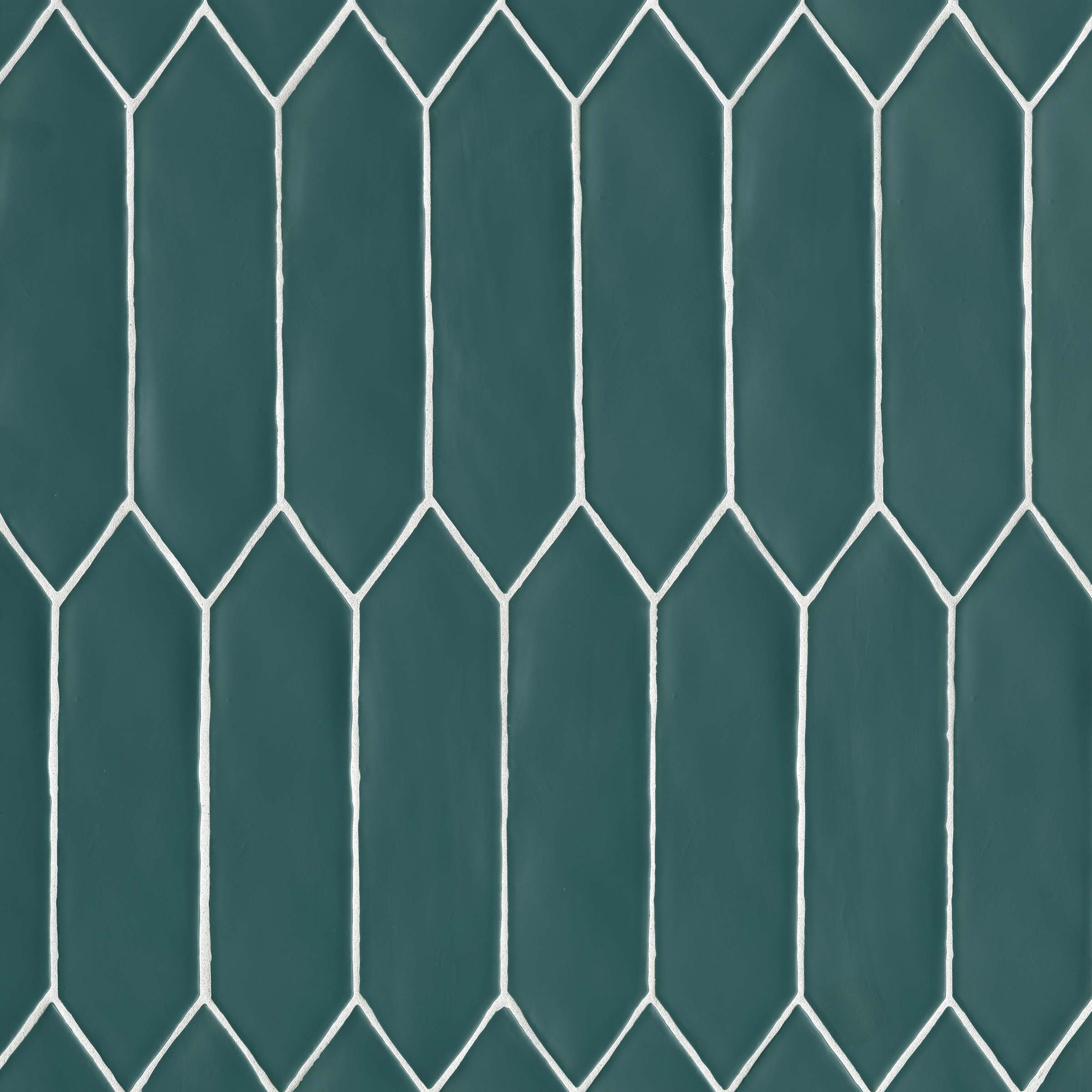 Reine 3" x 12" Picket Pattern Matte Ceramic Wall Tile in Dark Teal ...