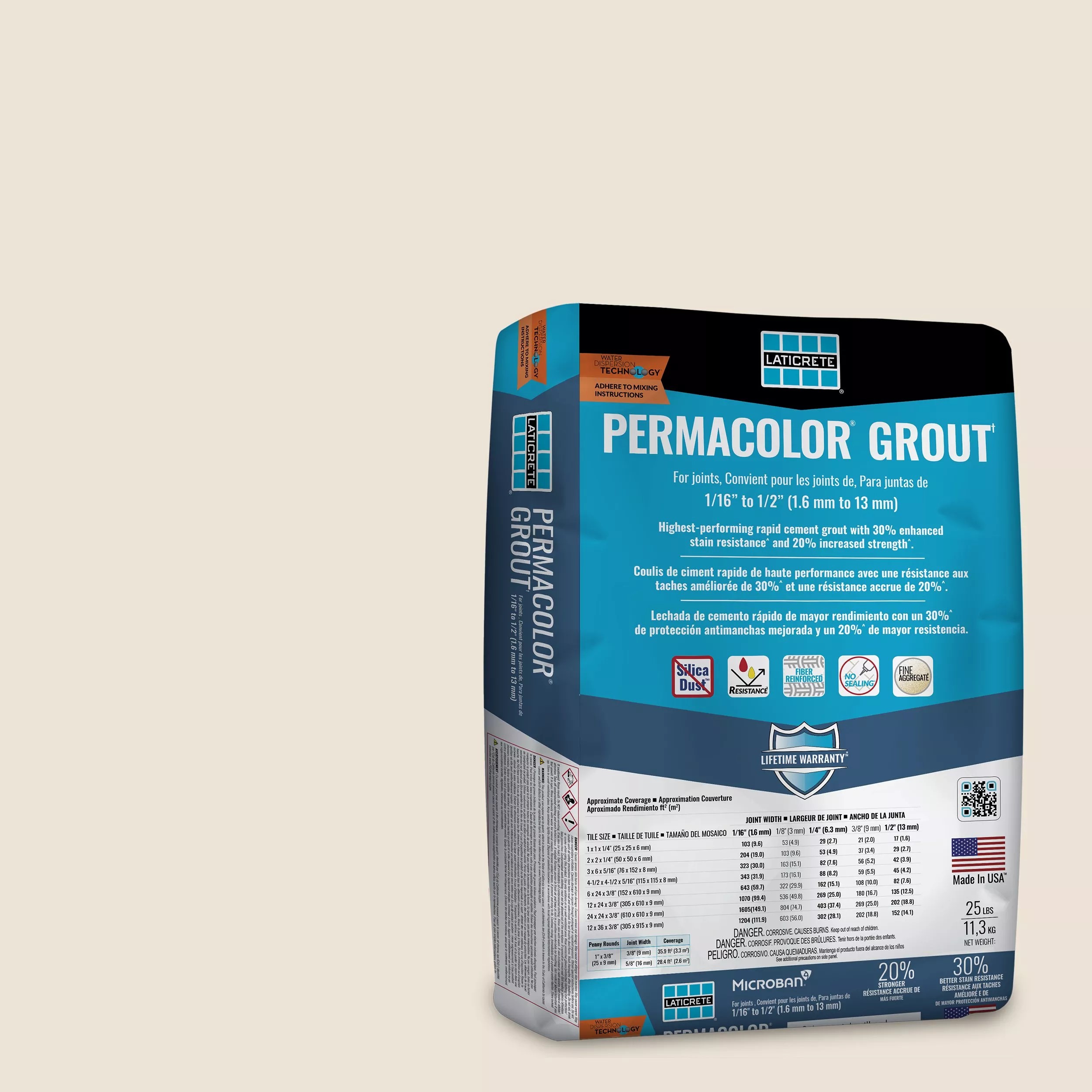 Laticrete Permacolor Sanded Grout in Bright White - 25 lb. Bag | Bedrosians Tile & Stone