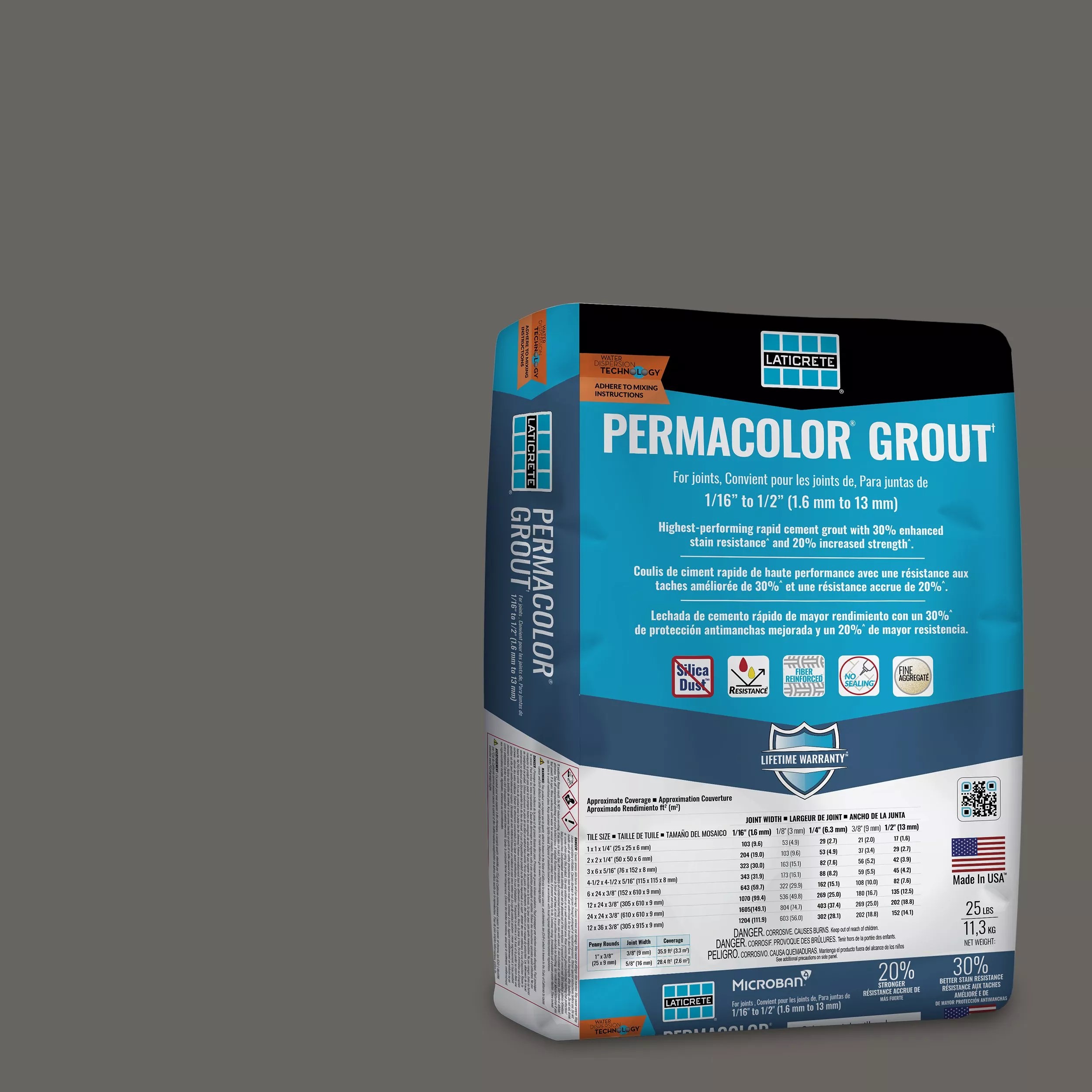 Laticrete Permacolor Sanded Grout in Dusty Grey - 25 lb. Bag ...