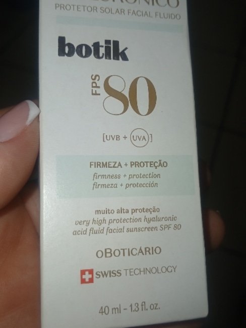 Protetor Solar Facial Fluido FPS 80 Botik Ácido Hialurônico 40ml | O ...