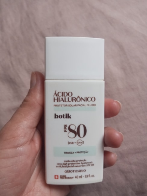 Protetor Solar Facial Fluido FPS 80 Botik Ácido Hialurônico 40ml | O ...
