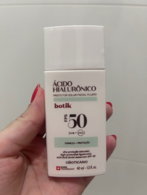 Protetor Solar Facial Fluido FPS 50 Botik Ácido Hialurônico 40ml | O ...