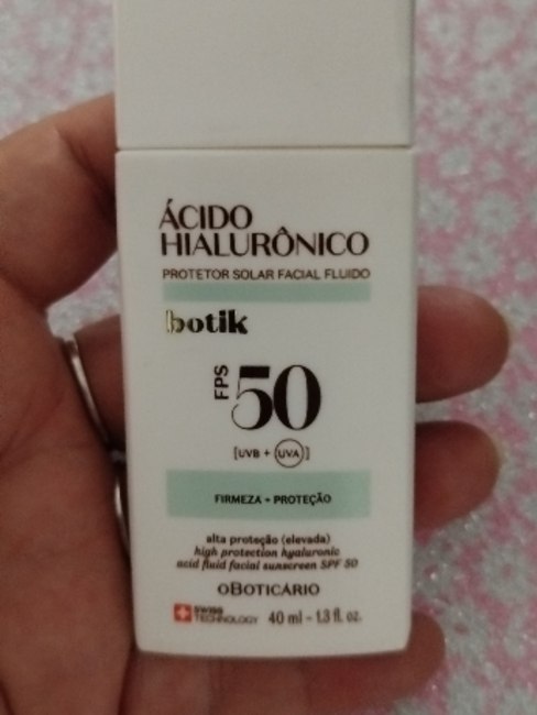 Protetor Solar Facial Fluido FPS 50 Botik Ácido Hialurônico 40ml | O ...