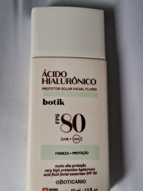 Protetor Solar Facial Fluido FPS 80 Botik Ácido Hialurônico 40ml | O ...